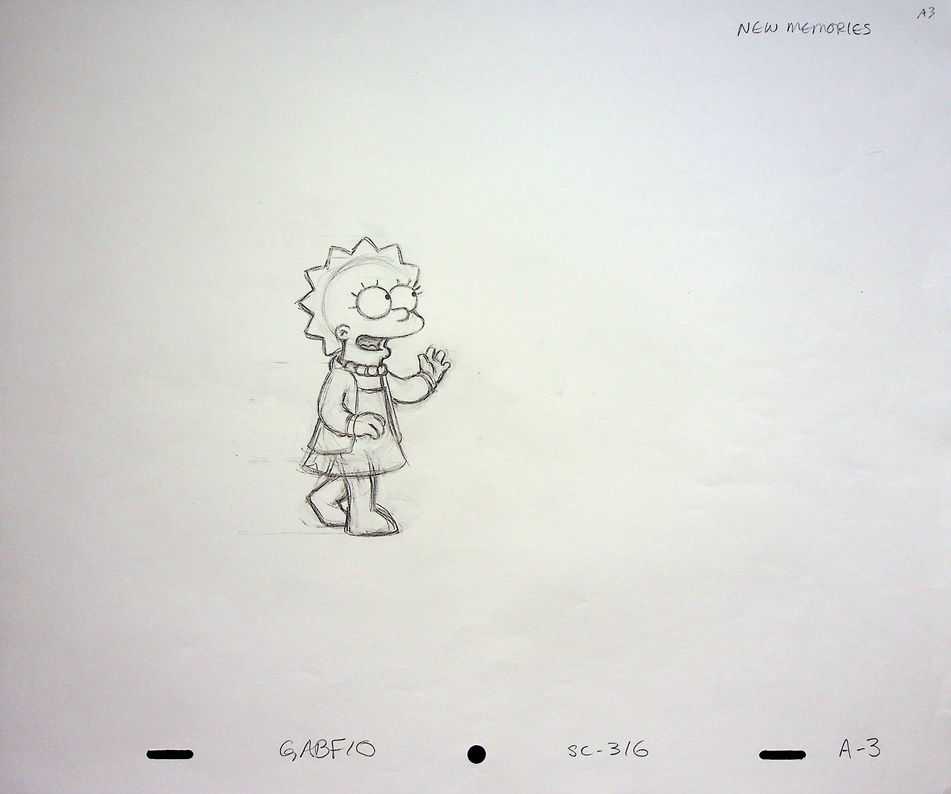 The Simpsons Production Hand Drawn Animation Pencil 20th Century Fox ...