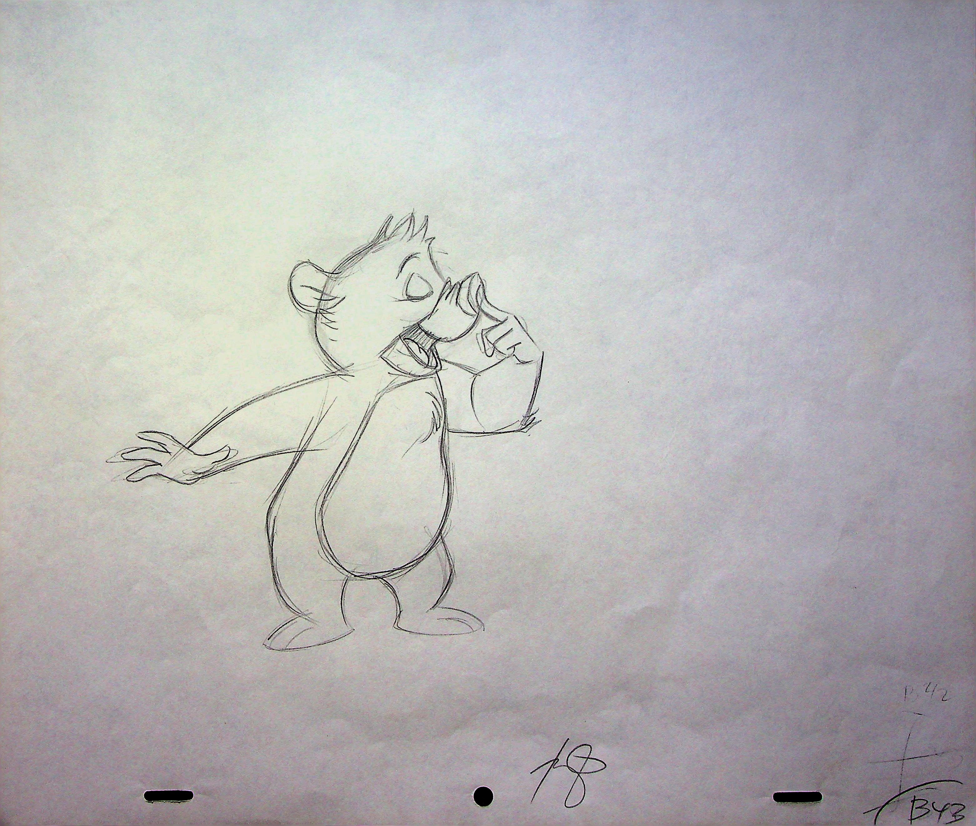 JUNGLE CUBS 1996 SIGNED Romy Garcia Production BALOO Hand Drawn Pencil ...